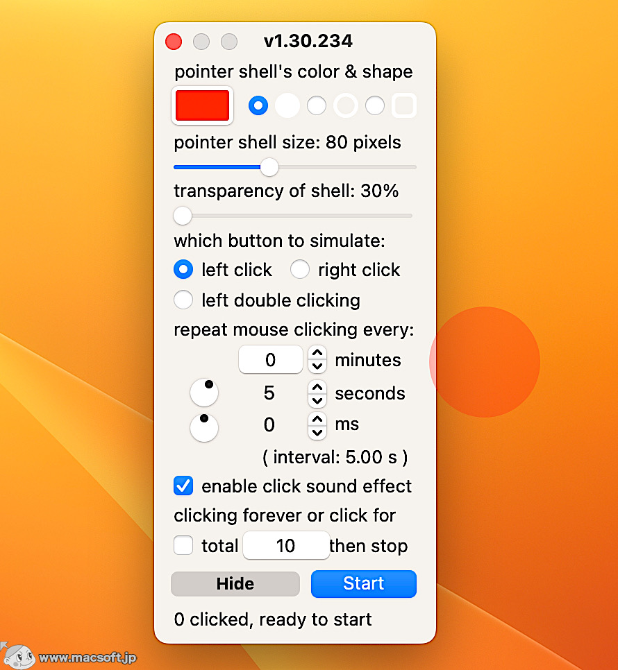 Auto Mouse 1.36 - 指定した時間ごとにマウスを自動的にクリックさせるアプリ - 新しもの好きのダウンロード
