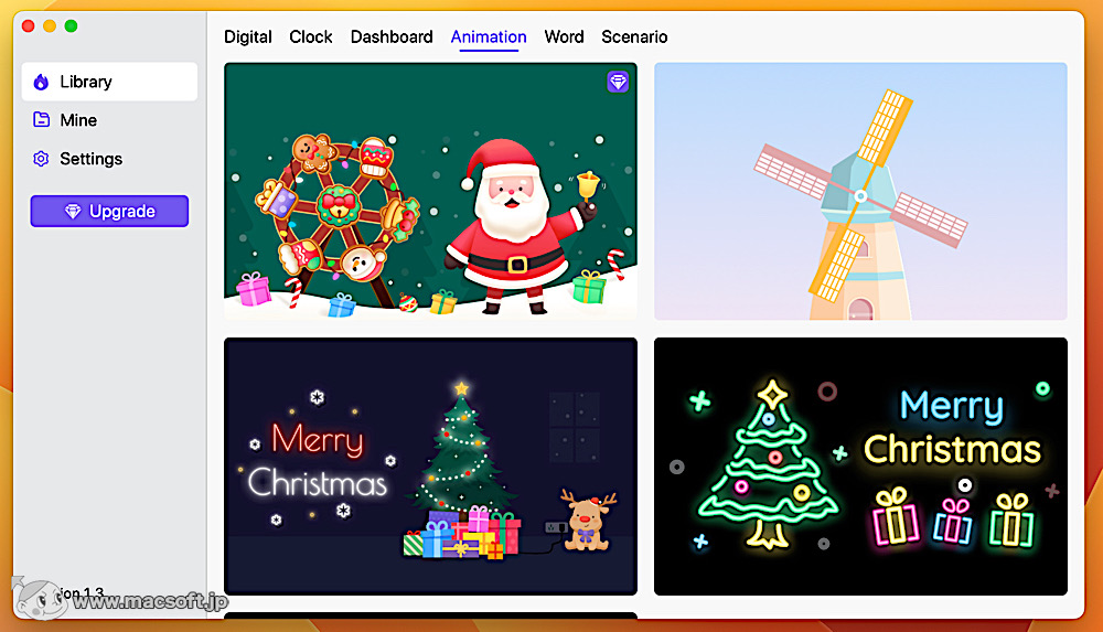 Fancy Desktop 1.4 - 「日付」や「時刻」などがわかる壁紙を設定する - 新しもの好きのダウンロード