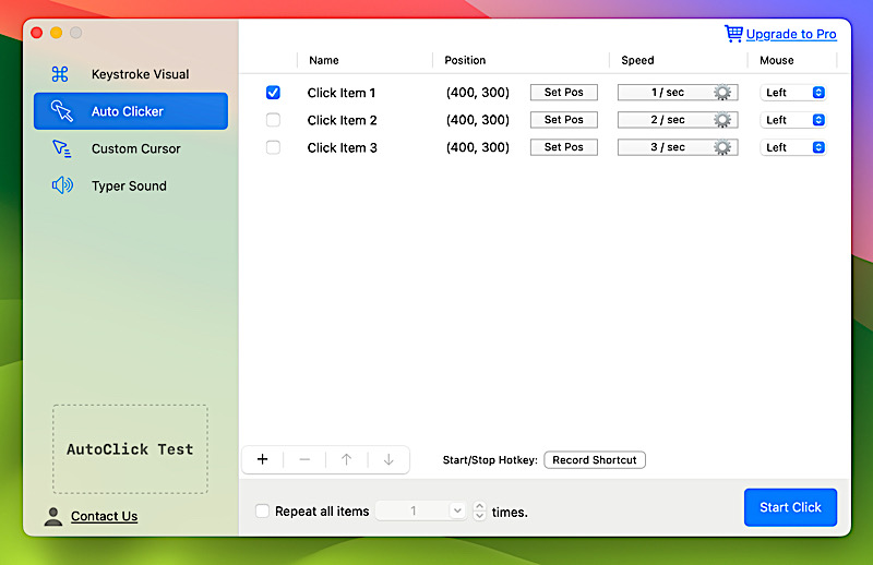 Click Bot 7.5 - 入力したキーの表示、自動クリック、カーソルの外観変更 - 新しもの好きのダウンロード