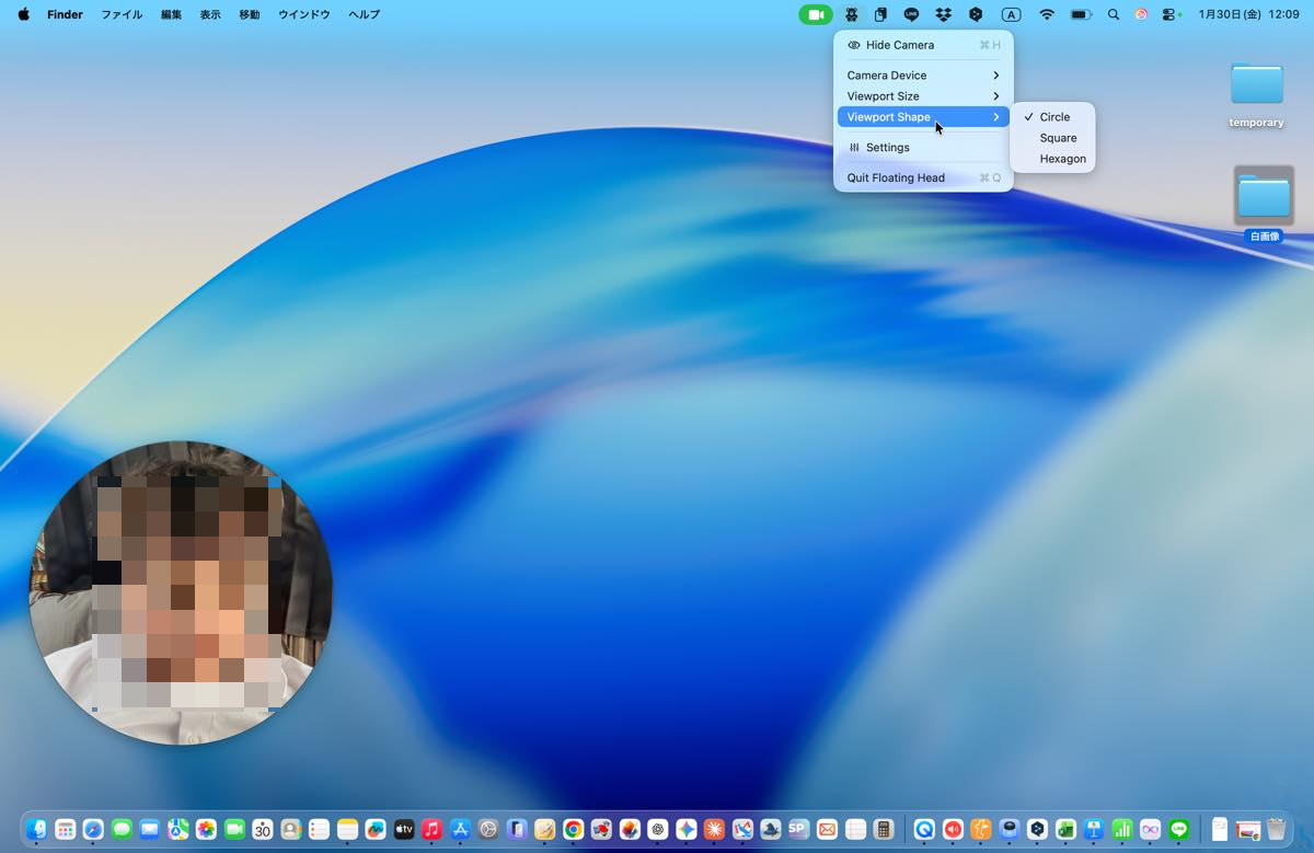 Floating Head 1.5.0 - フローティングウインドウに自分の顔を表示 - 新しもの好きのダウンロード