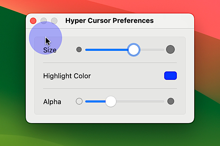 Hyper Cursor 1.5.0 - マウスカーソルを色付きの円で囲んで目立たせる - 新しもの好きのダウンロード