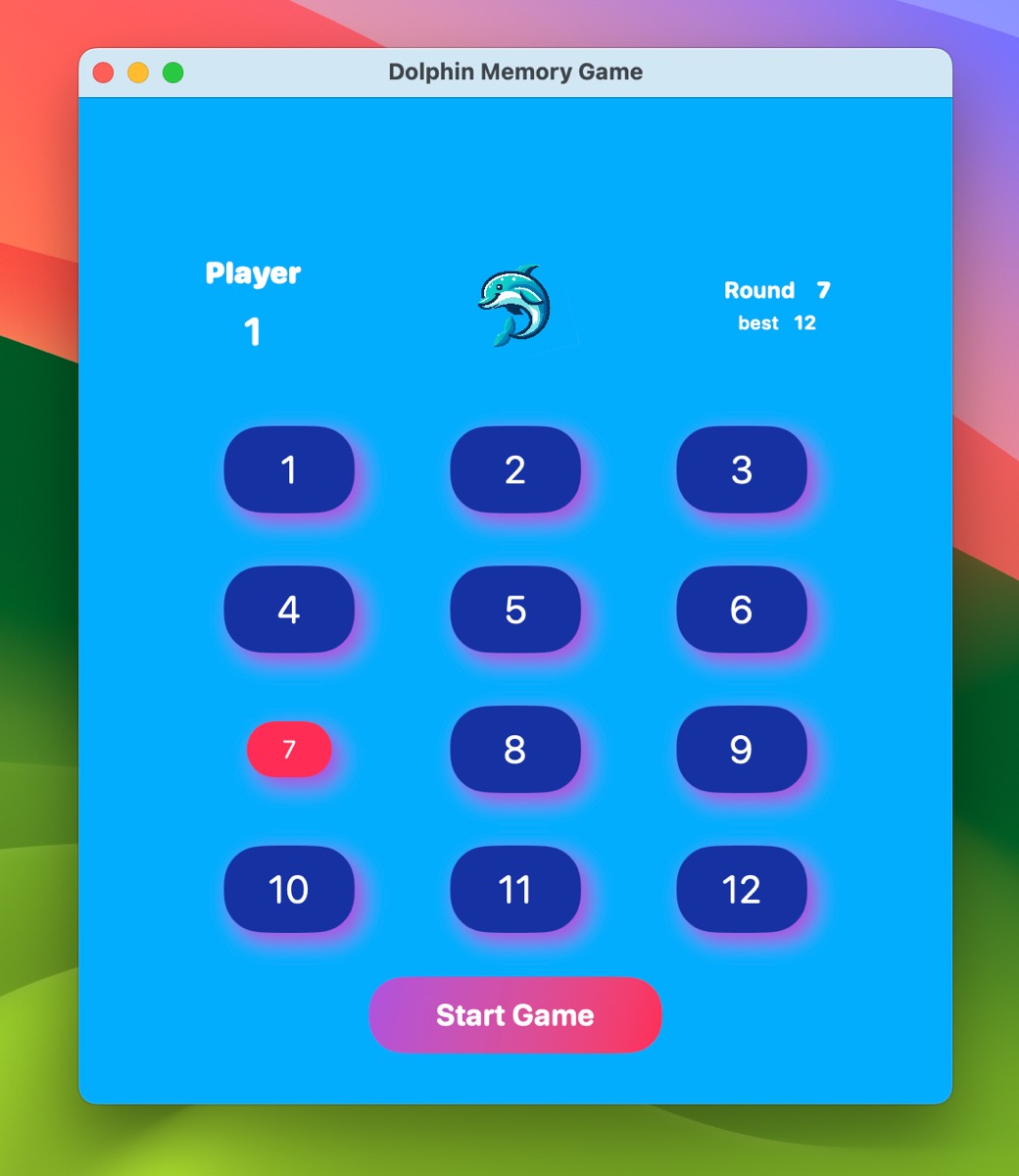 Dolphin Memory Game 1.1 - 光った数字の順番を覚えてクリックしていく記憶ゲーム - 新しもの好きのダウンロード