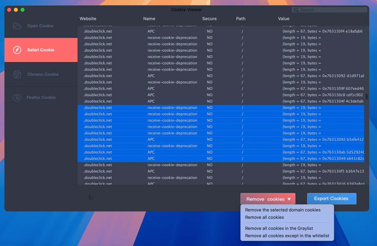 Cookie Viewer 1.5.2 - さまざまなクッキーを閲覧・削除・書き出し - 新しもの好きのダウンロード